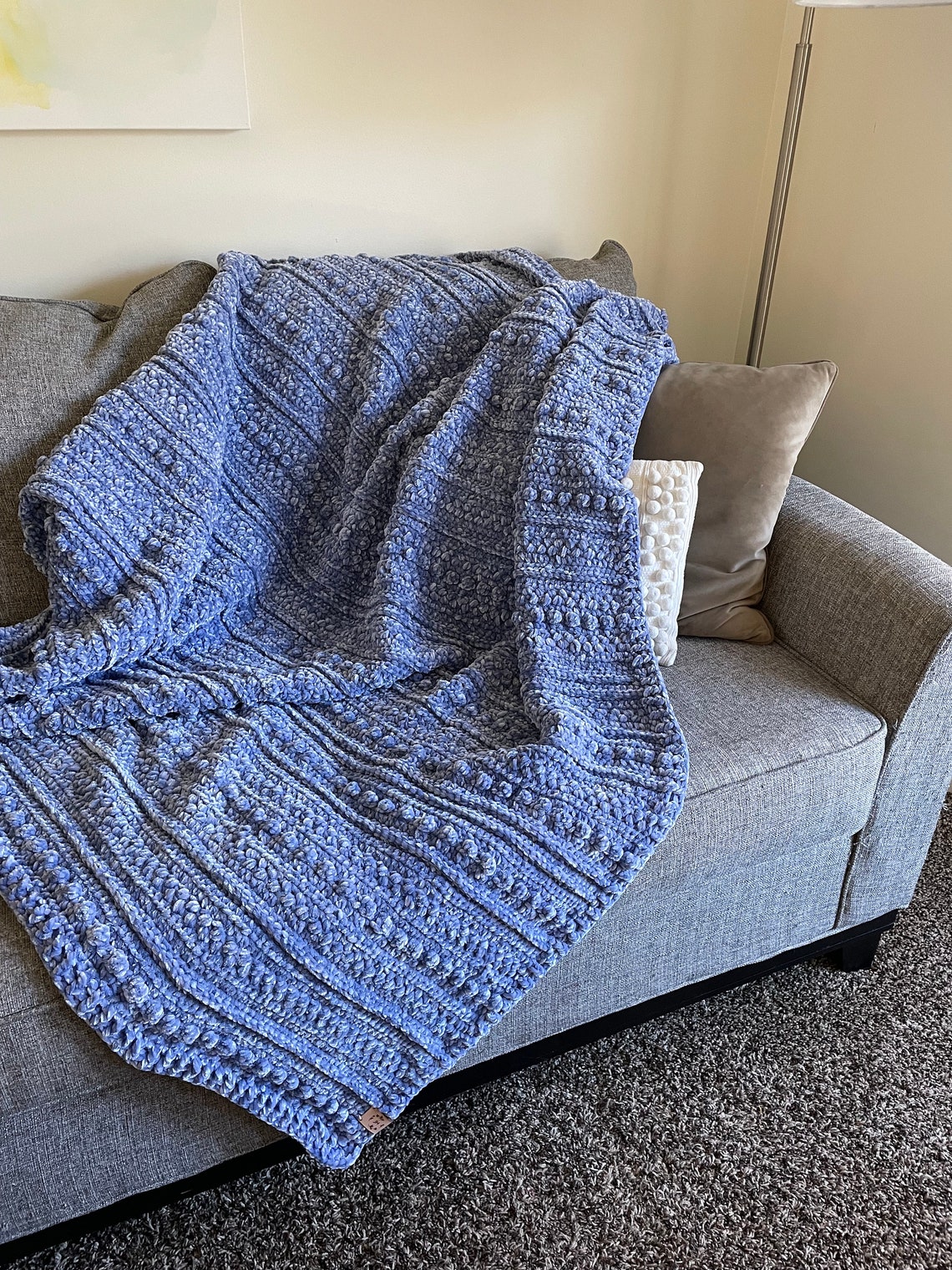 Crocheted Velvet Throw-ice Blue - Etsy