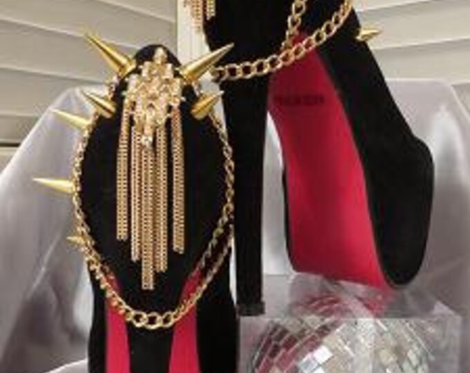 High Heel Platform Spiked Women Shoes Black Size 7 1/2..luoboutin ...