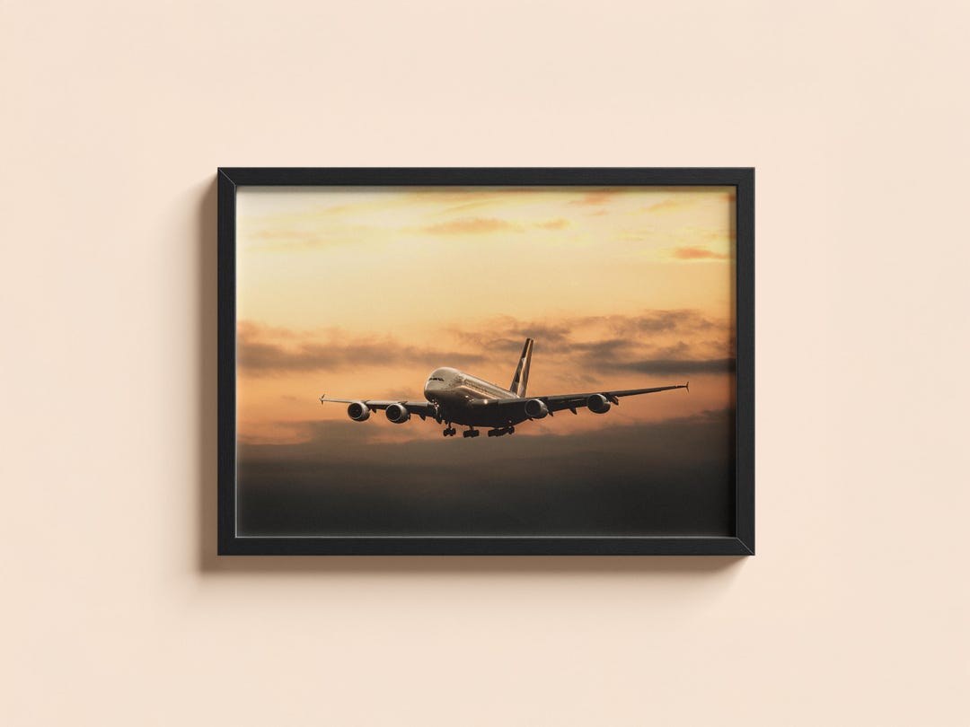 Airbus A380 Art Print: Golden Sunset Aviation Decor - Etsy