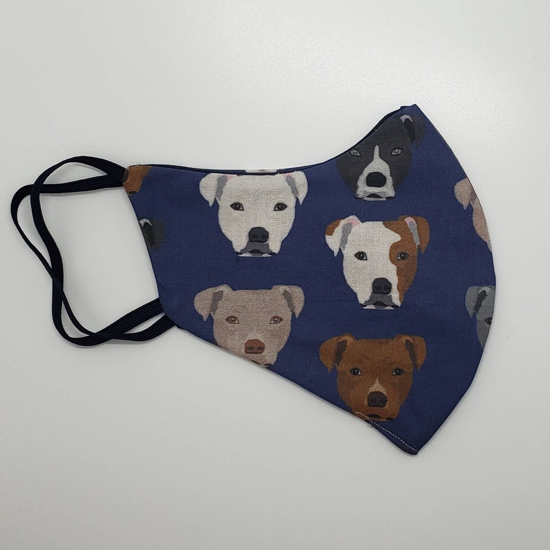 Pitbull Face Mask, Dark Blue, Washable and Cotton - Etsy
