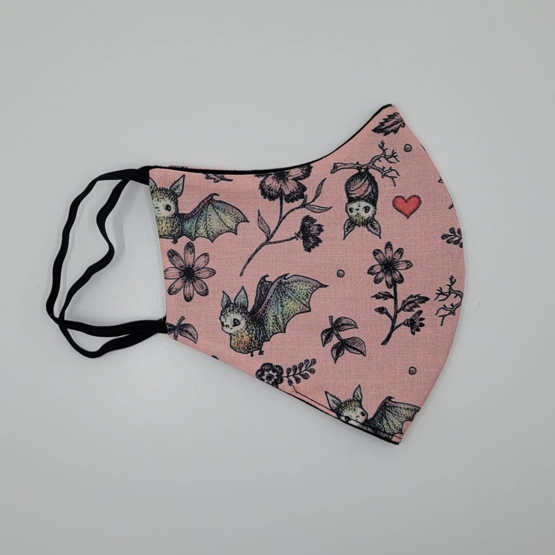 Cute Bat in Pink Face Mask, Washable and Cotton - Etsy