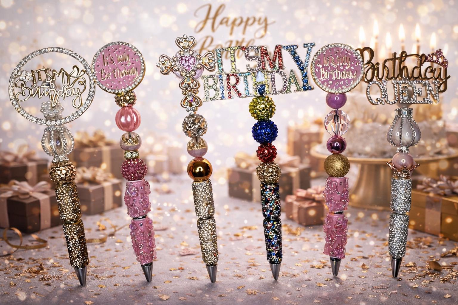 Beaded Birthday Pens, Birthday Queen Crown, Milestone Celebration Gift ...