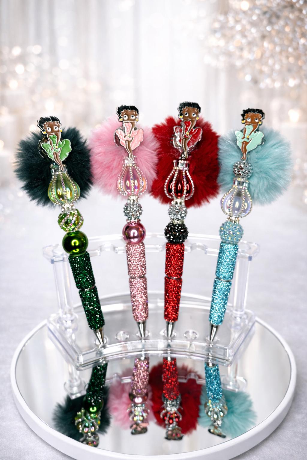 New Classic Lady Beaded Rhinestone Accent Pen, African American Sparkle ...