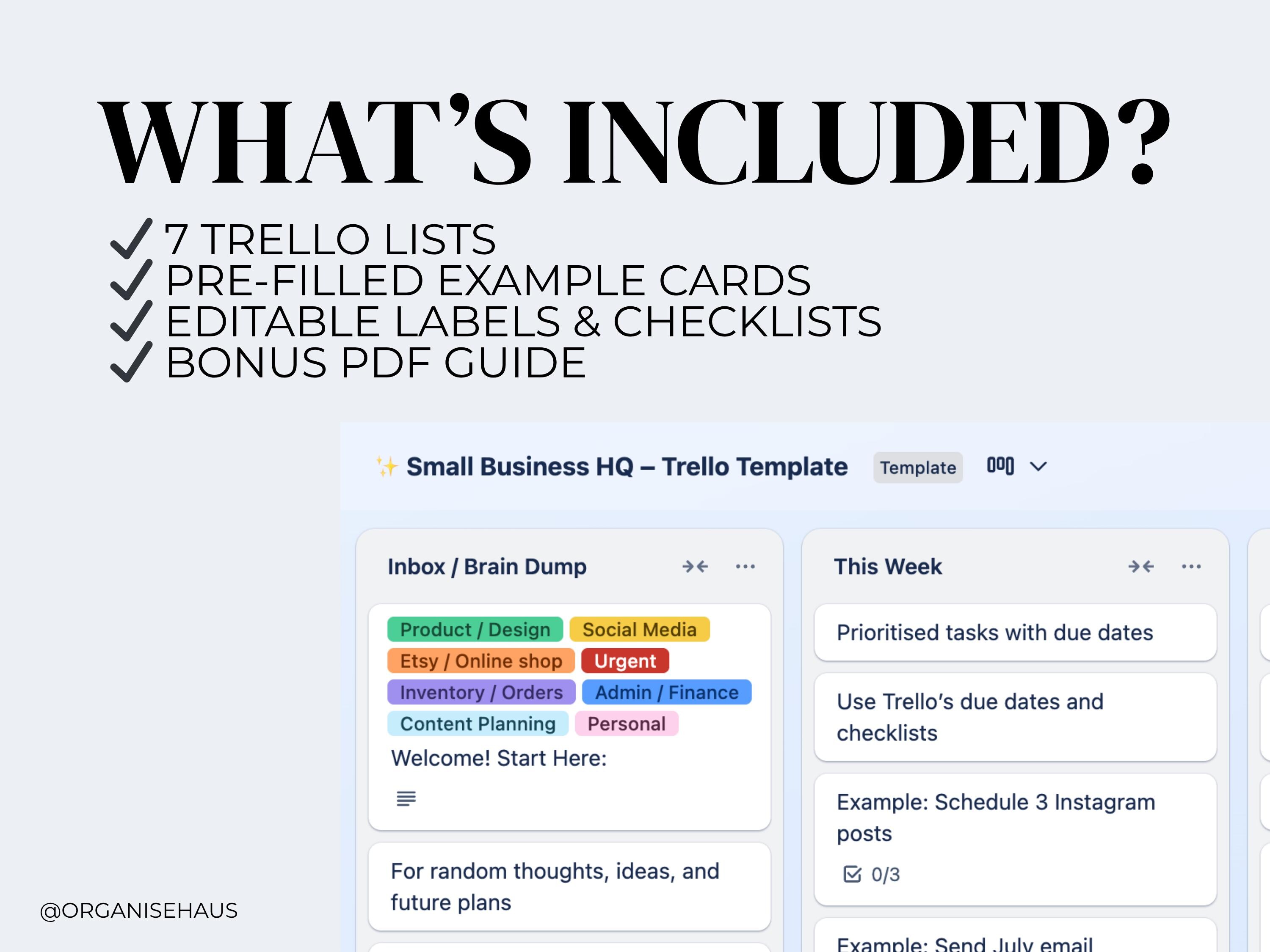 Small Business Trello Template | Digital Business Planner | Social ...