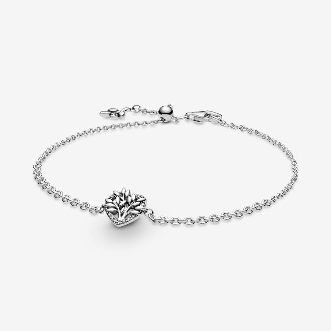 Pandora Silver Jewelry Heart Family Tree Chain Bracelet - Etsy