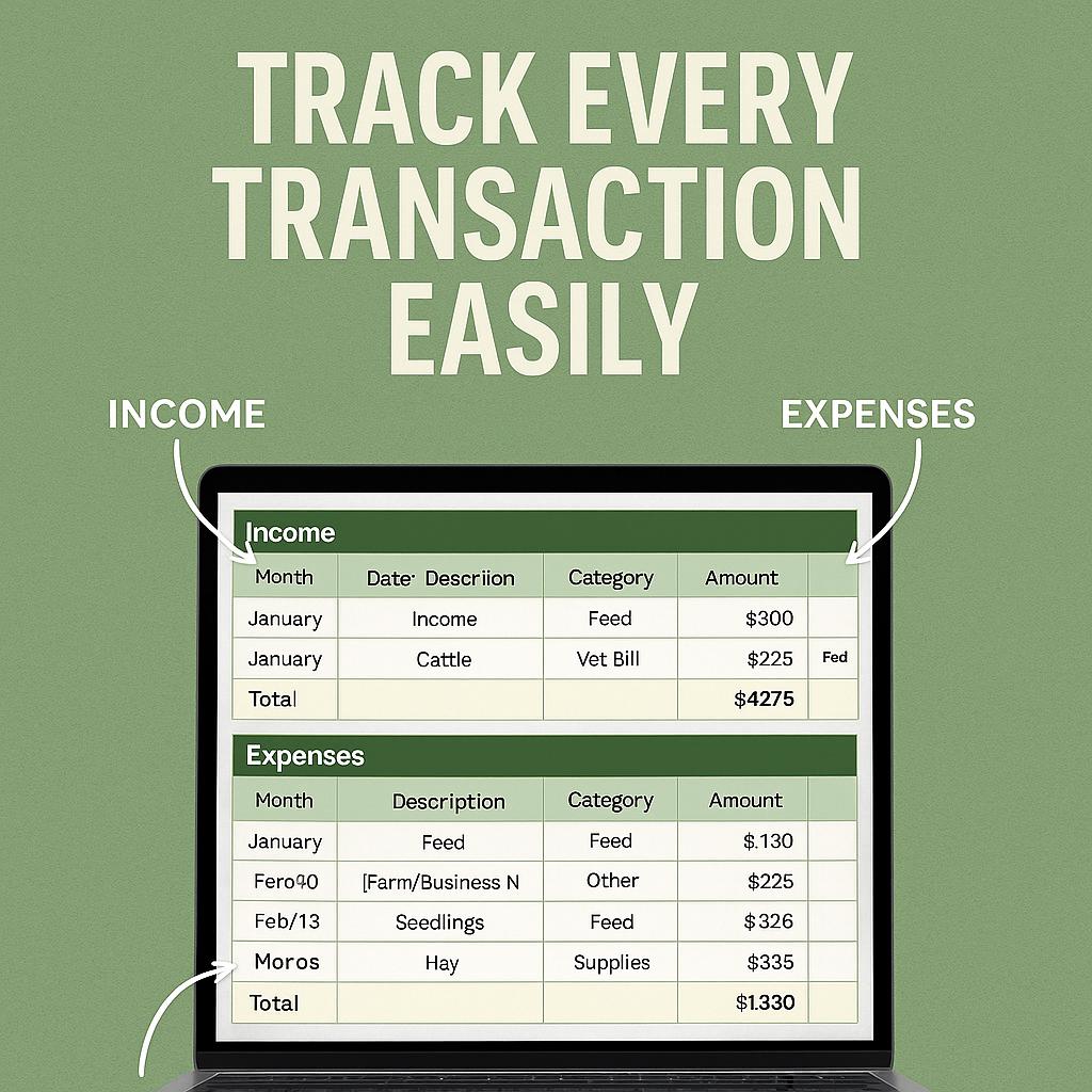 Farm Accounting Spreadsheet | Track Income, Expenses & Profit | Farm ...