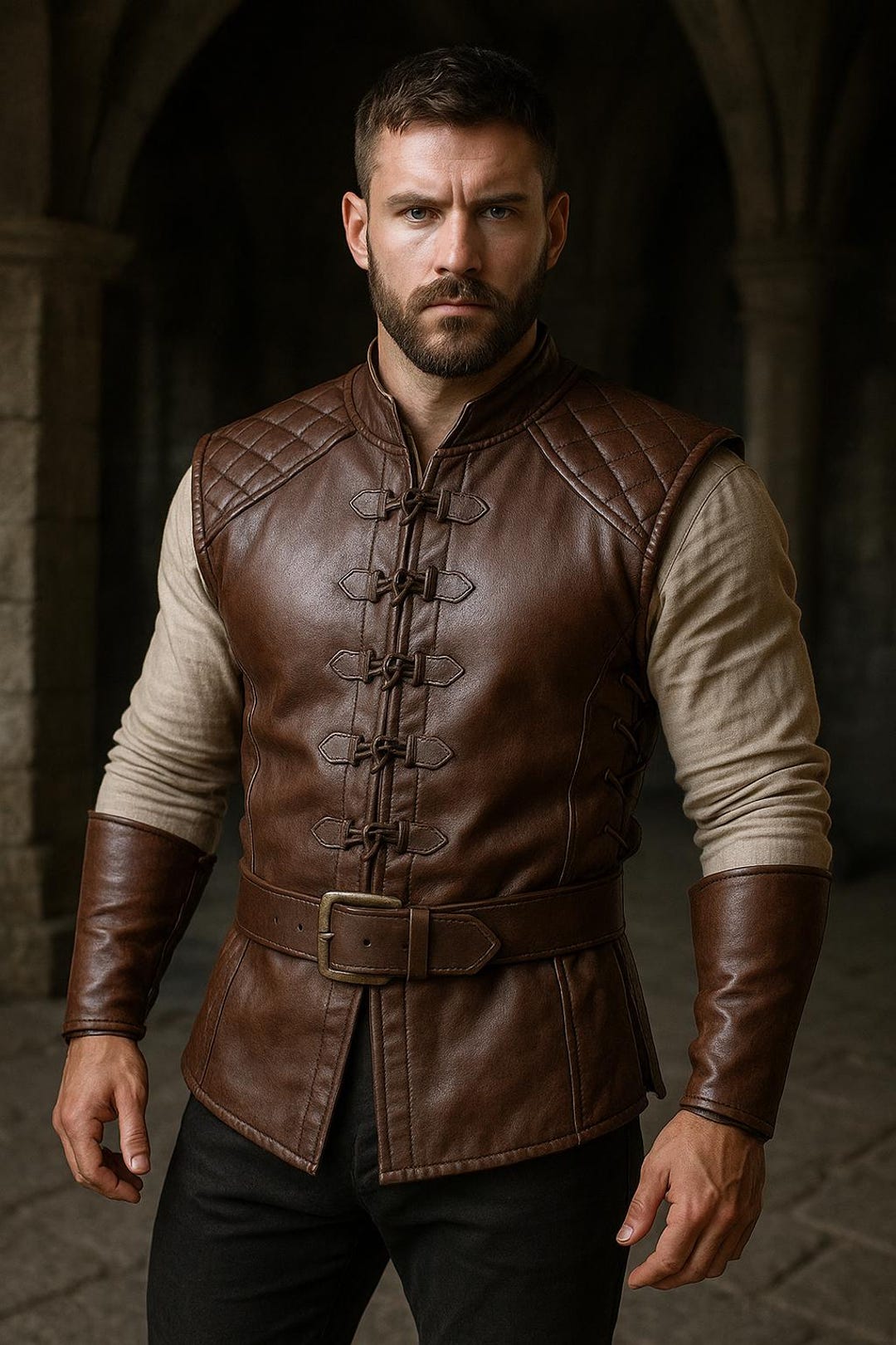 Handmade Leather Medieval Vest: Brown Gothic Armor Cosplay - Etsy