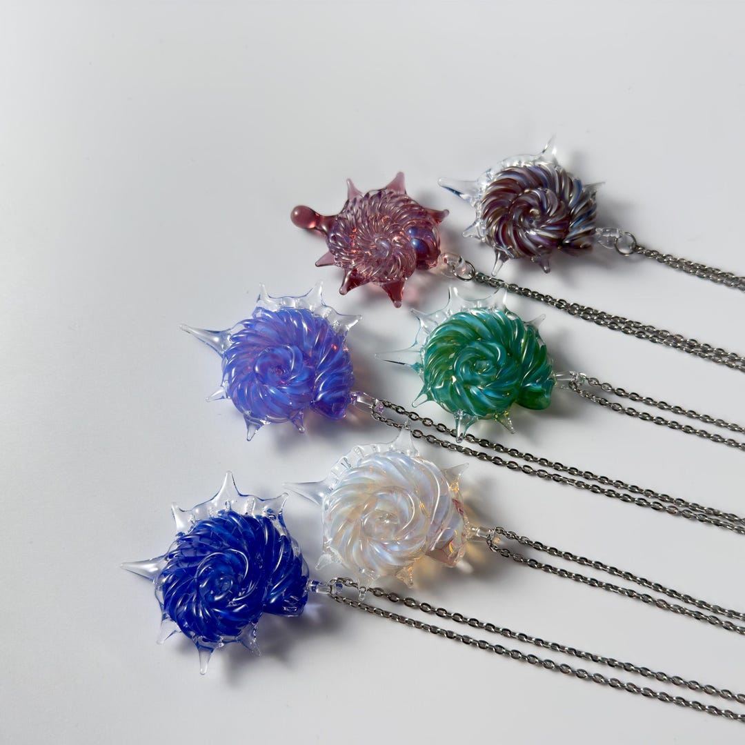 Seashell Glass Pendant Necklace, Ocean-themed Pendant Necklace, Niche ...