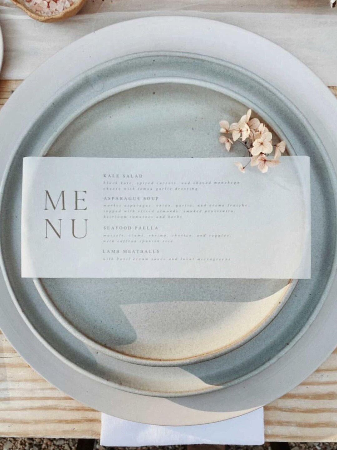 Minimalist Vellum Wrapped Menu - Etsy