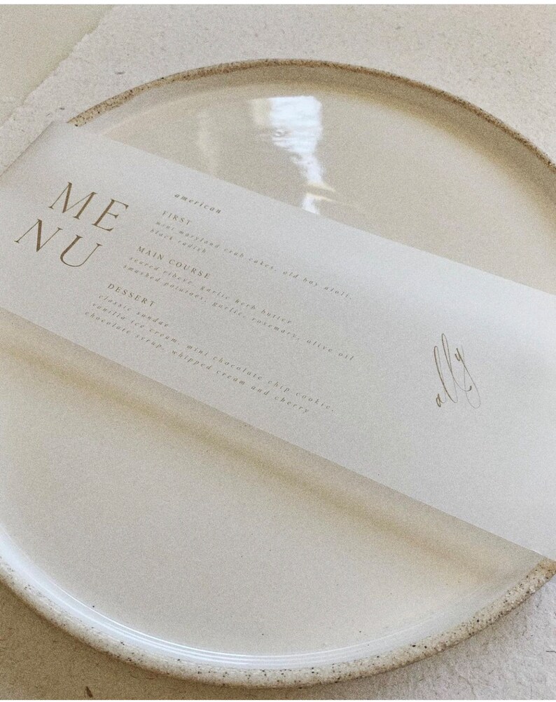 Minimalist Vellum Wrapped Menu - Etsy