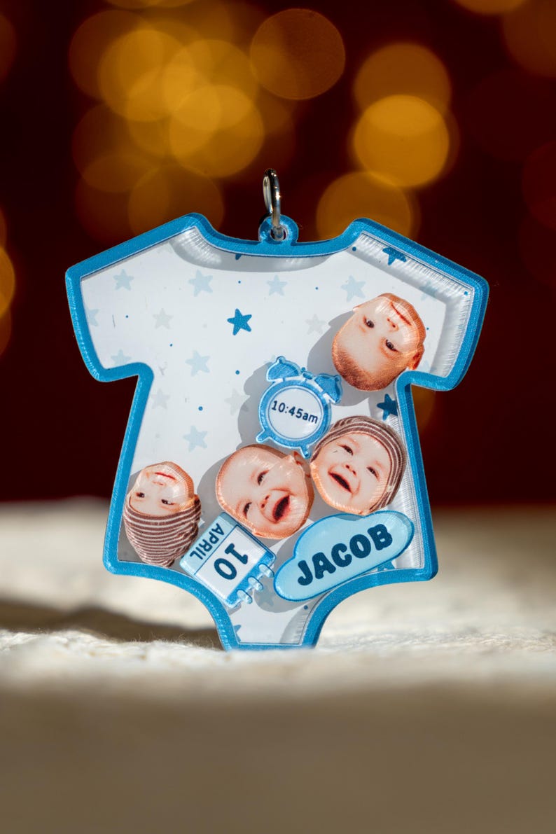 Personalized Baby Photo Acrylic Keychain Shaker, Custom Newborn Picture ...