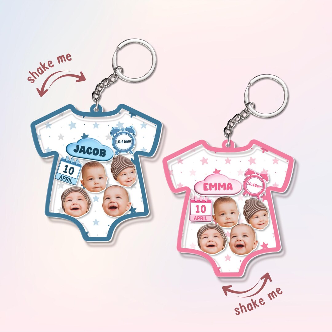 Custom Baby Photos Keychain Shaker, Personalized Baby Face Keychains ...