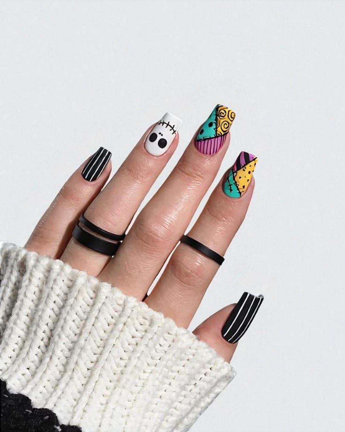 Halloween Press on Nails | Jack Skellington False Nails | Spooky Cute ...