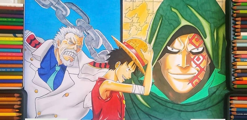 One Piece Monkey Family Luffy Dragon Garp Drawing - Etsy Australia