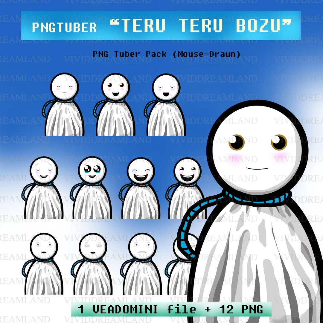 Teru-teru-bozu Pngtuber (mouse-drawn) , Premade Twitch Stream Asset ...
