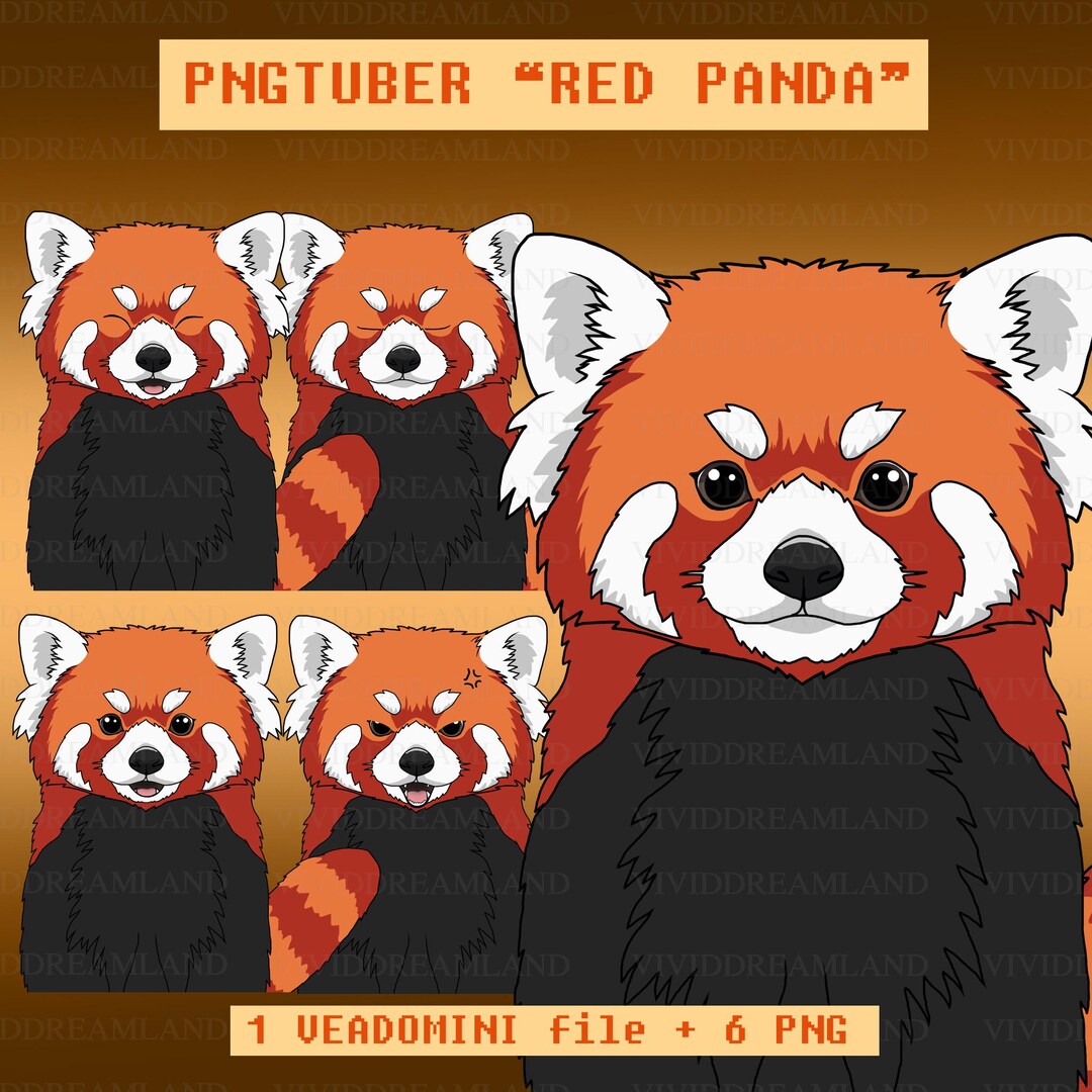 Red Panda Pngtuber Avatar: Mouse-drawn Streaming Asset (veadomini File ...