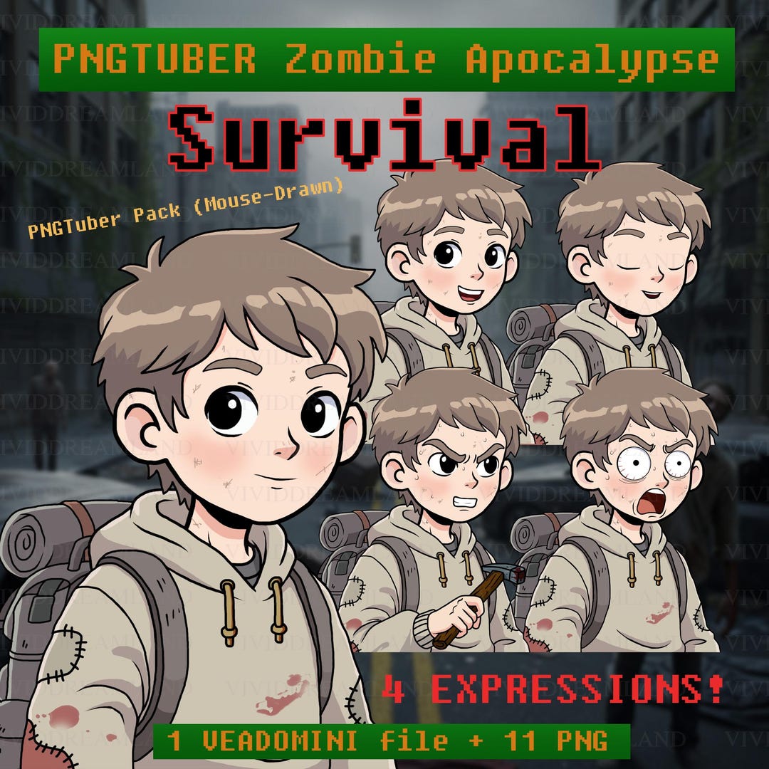 Pngtuber Zombie Apocalypse Survival Pack : Mouse-drawn Streaming Asset ...
