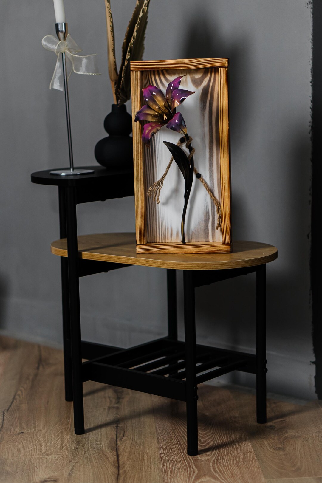 Forever Flower, Metal Flower Stems, Iron Lily in Wooden Frame, Unique ...