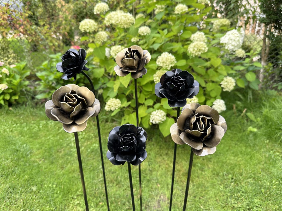 Iron Rose Garden Stake, Metal Yard Art, Forever Rose Stake, Patio Decor ...
