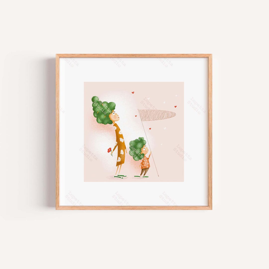 Catching Hearts — Hand-drawn Collector Art Print, 12"x12" - Etsy
