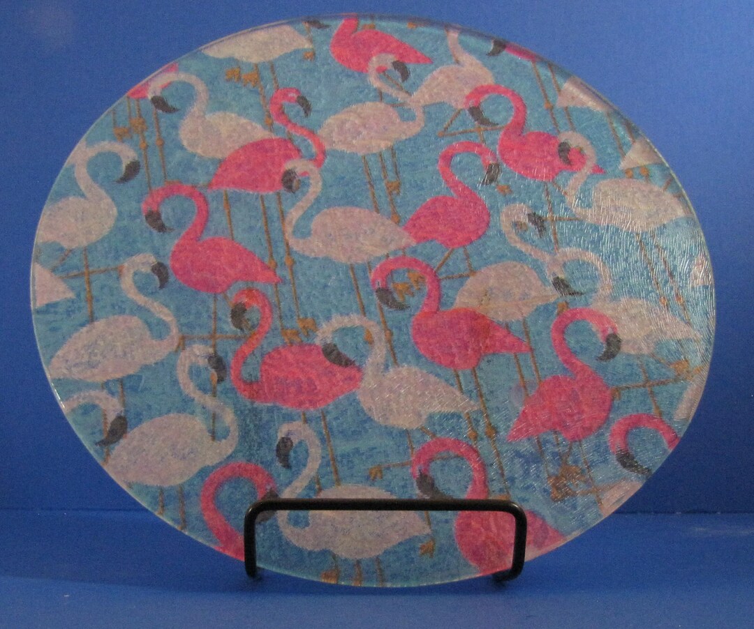 Glass Trivet - Flamingo Design - Etsy
