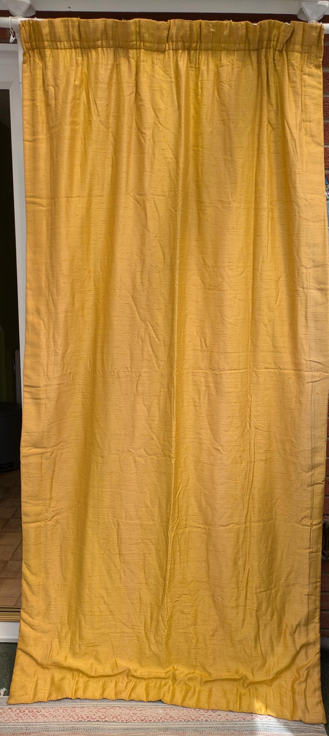 Gold Slub Silk Interlined Single Curtain - Etsy