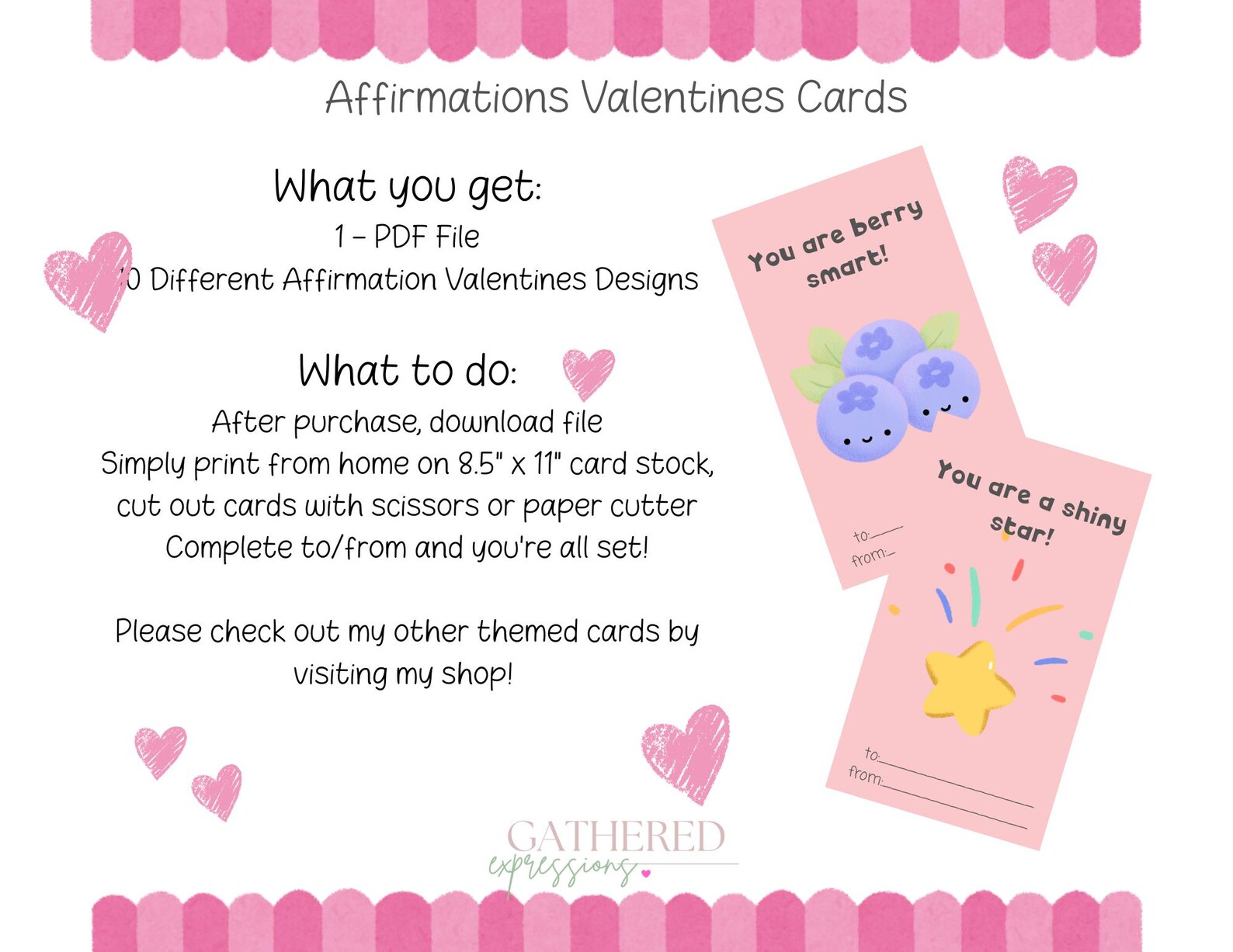Affirmation Valentines Cards | Kids Print and Share | 10 Cards - Etsy