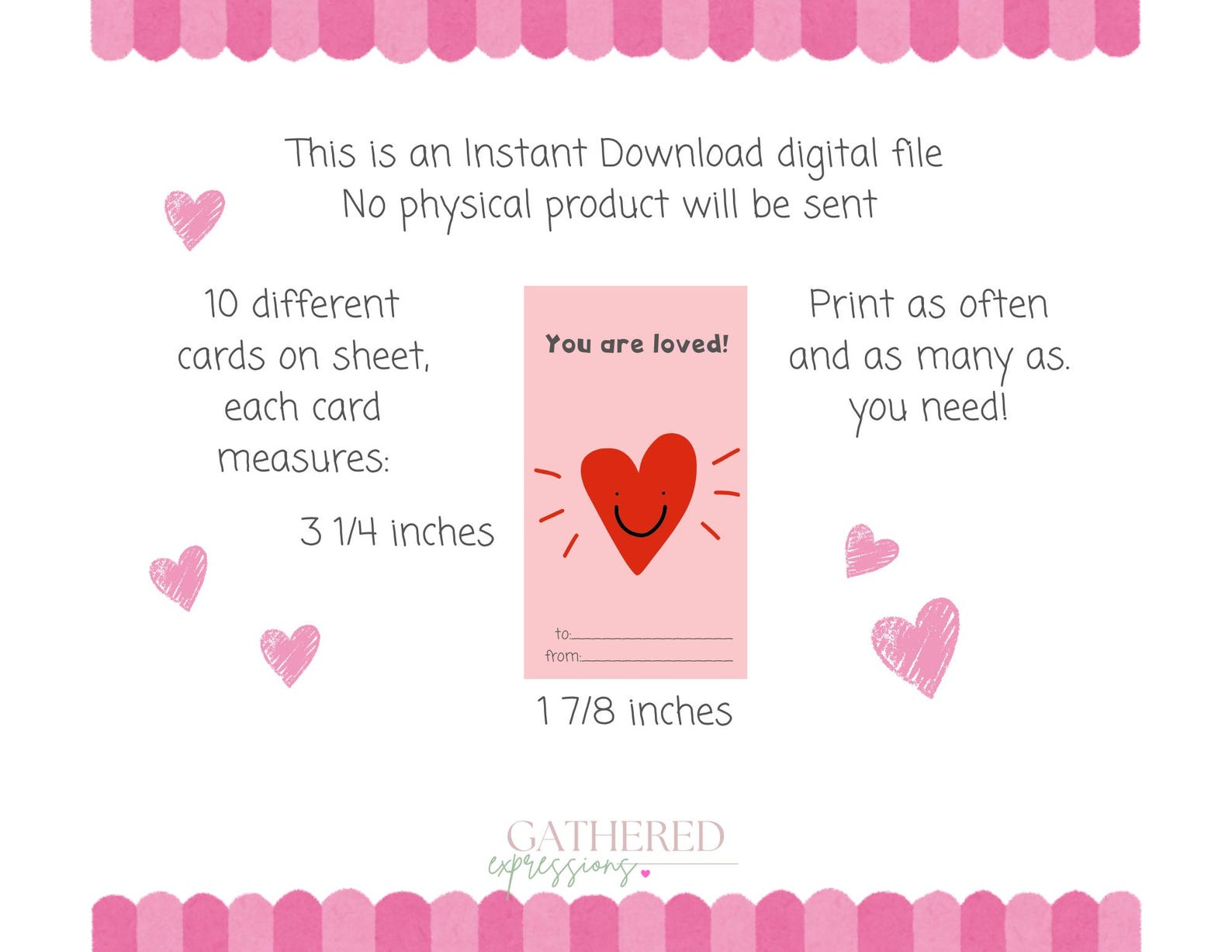 Affirmation Valentines Cards | Kids Print and Share | 10 Cards - Etsy