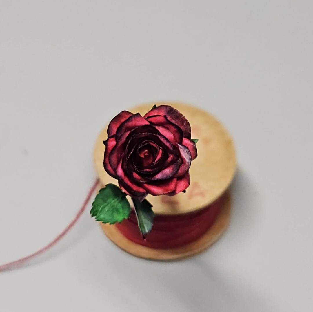 1:12 Scale Black Tipped Red Rose, Open Bloom - Etsy