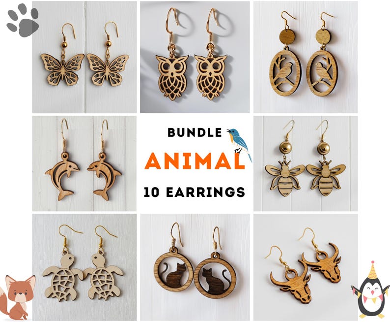 Owl Earrings SVG • Wooden & Plywood Laser Cut Template • DIY Digital ...