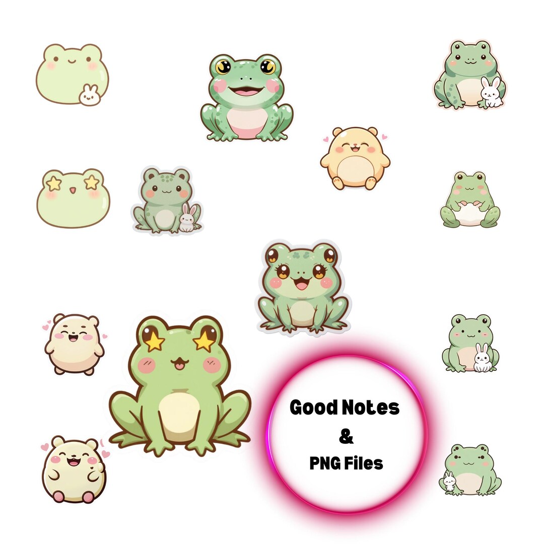 Kawaii Mood Frog Digital Stickers: Pre-cropped PNG for Goodnotes - Etsy