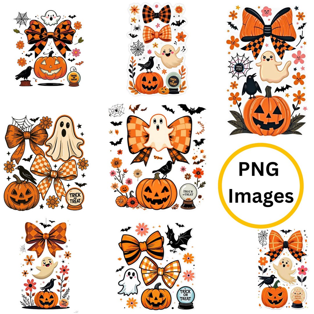 Vintage Halloween Ghost PNG: Coquette Floral Bow, Spooky Season ...