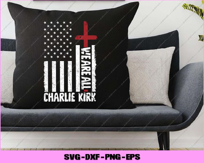 Todos somos Charlie Kirk: bandera estadounidense y cruz (Svg, Png ...