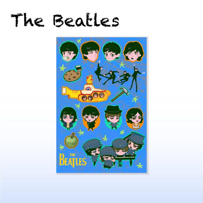The Beatles Sticker Sheet - Etsy