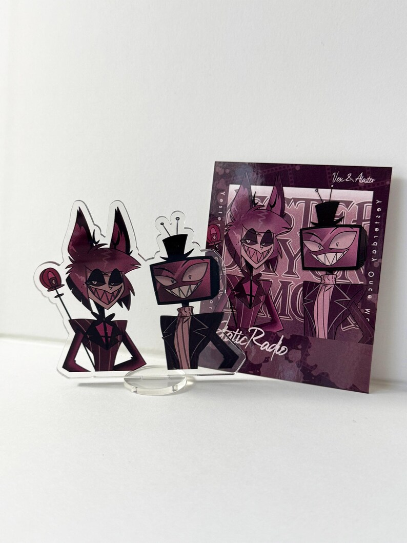 Hazbin Hotel Alastor and Vox Radiostatic AV Acrylic Standee Sparkle ...