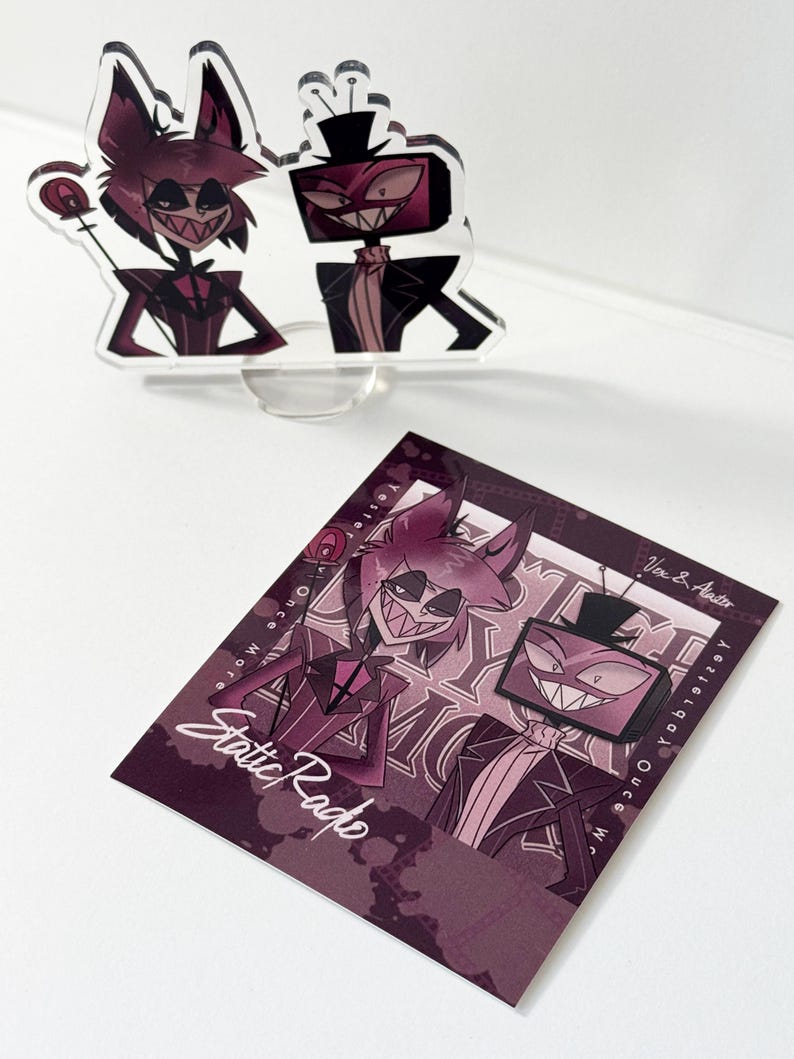 Hazbin Hotel Alastor and Vox Radiostatic AV Acrylic Standee Sparkle ...