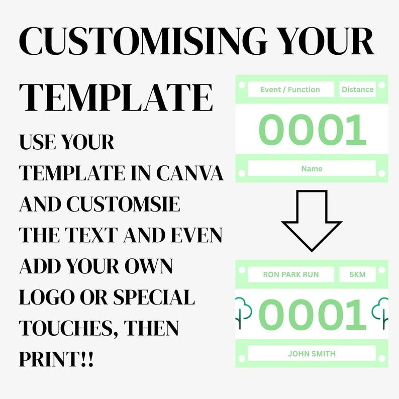 Editable Race Bib Template | Fun Run Number, Marathon Event (canva) - Etsy