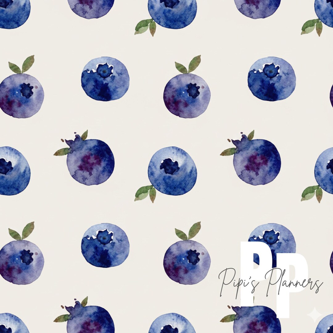Blueberry Seamless Pattern | Cute Pastel Blueberry Digital Paper ...