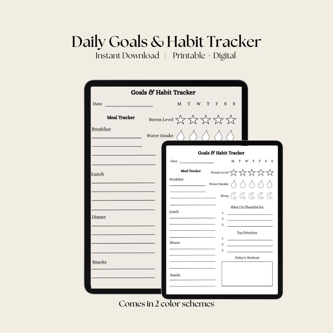 Goals & Habit Tracker Digital Template - Etsy