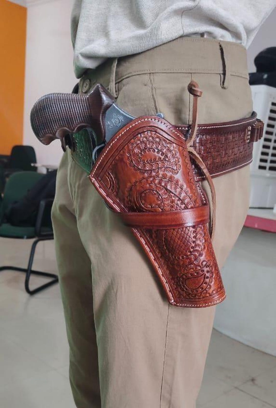 Western Cross Draw Gun Holster With Belt – Fits .22, .38/.357, .44/.45 ...