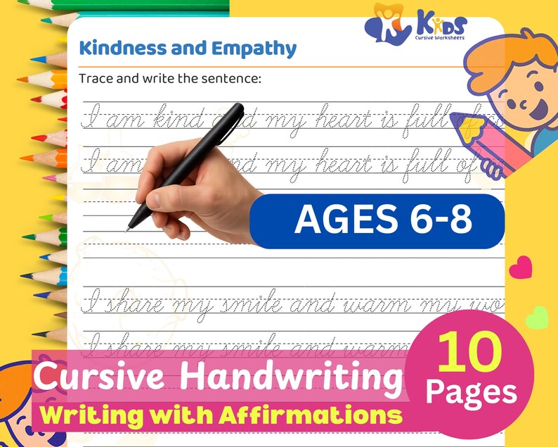 Kindness & Empathy |cursive Worksheets for Kids | Ages 6–8 | SEL ...
