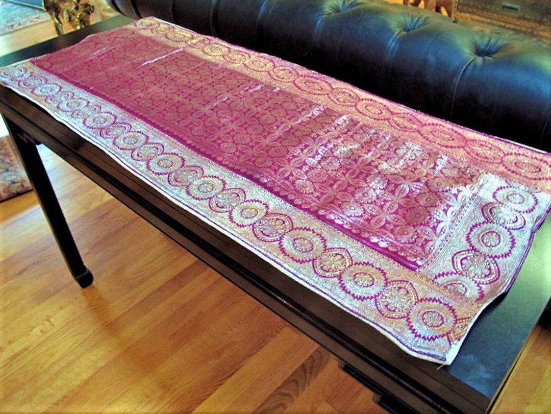 Silk Table Runner for Fine Dining-shimmering Silver and Burgundy ...