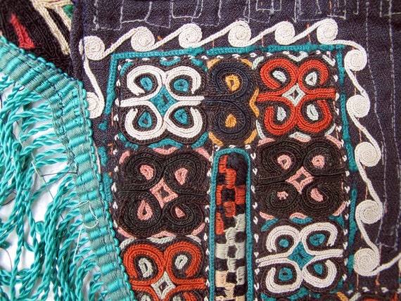 Vintage Pashtun Embroidery Tribal Dress Yoke with Sil… - Gem