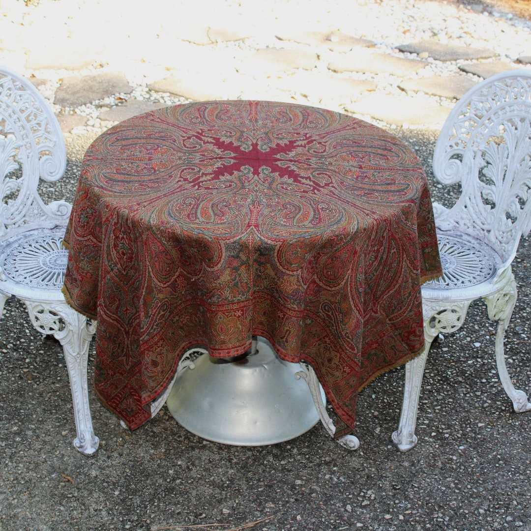 Vintage Paisley Table Topper Double Sided Handloom Wool Shawl - Etsy