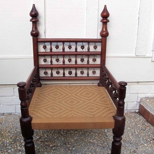 Wooden "bell" Chair From Madras, India With Hand Embroidered Cushion ...