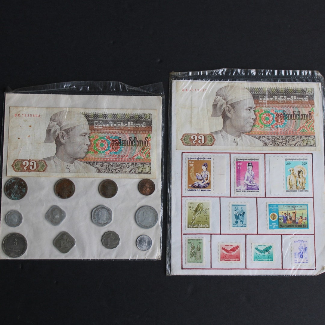 Vintage Burma(myanmar)postage Stamp and Coin Collection - Etsy