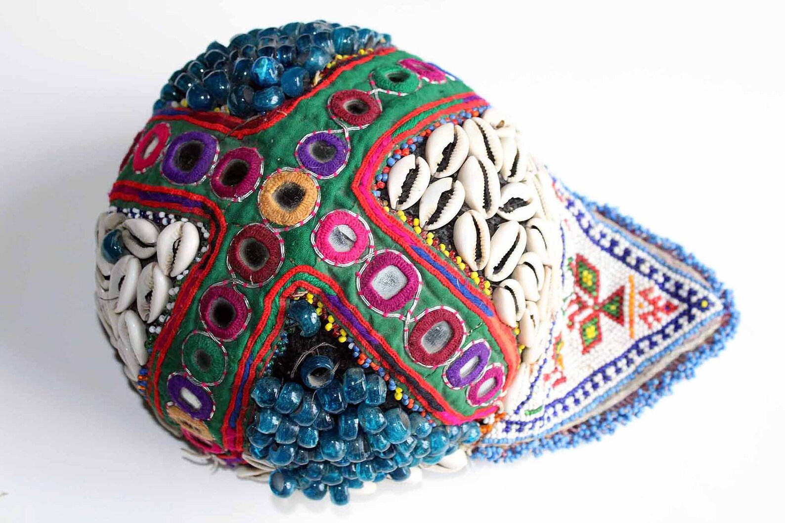 Vintage Tribal Kuchi Cap/hat With Shell, Bead Work, Hand Embroidery ...