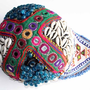 Vintage Tribal Kuchi Cap/hat With Shell, Bead Work, Hand Embroidery ...