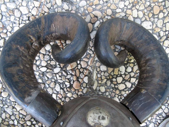 Metal Horn Helmet from Central Asia with Marco Polo R… - Gem