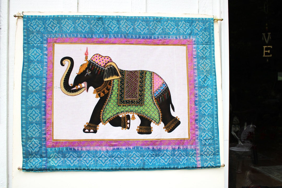 Elephant Wall Tapestry: Silk Painting on Silk Sari-large-ready to Hang ...